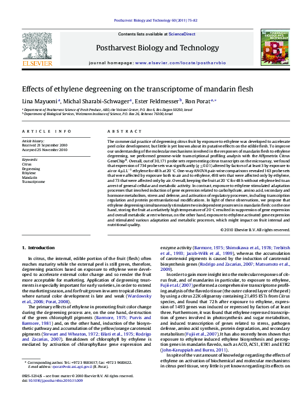 (PDF) Effects of ethylene degreening on the transcriptome of mandarin flesh