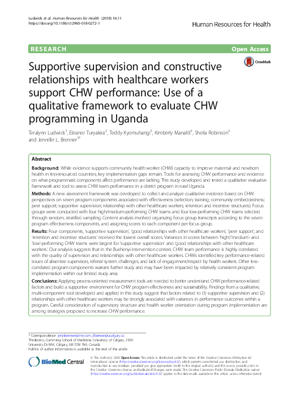 (PDF) Supportive supervision and constructive relationships with ...