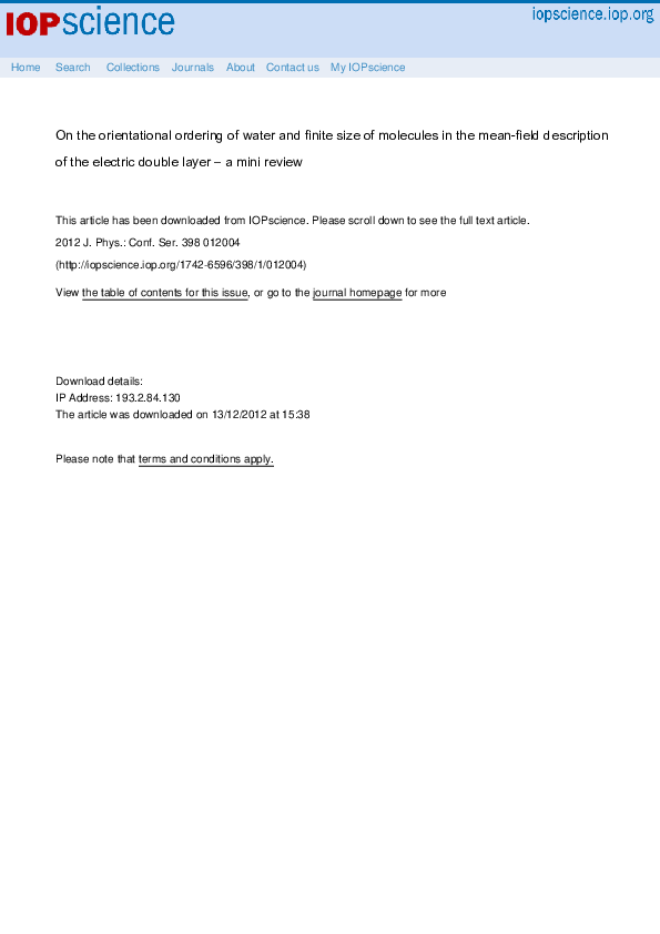 Pdf On The Orientational Ordering Of Water And Finite Size Of