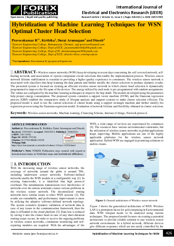 (PDF) Hybridization of Machine Learning Techniques for WSN Optimal ...