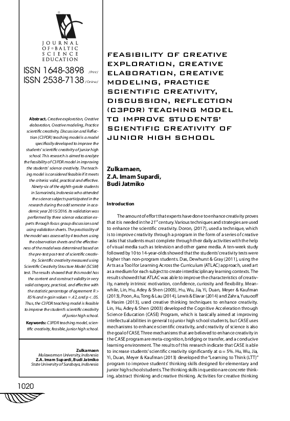 (PDF) Feasibility of Creative Exploration, Creative Elaboration ...