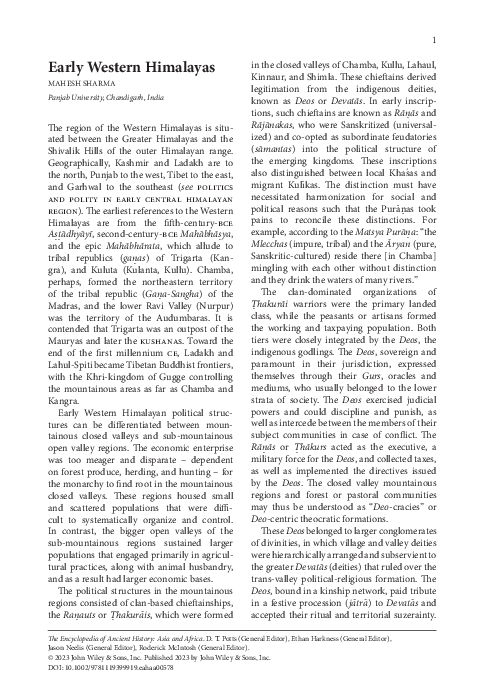 (PDF) Early Western Himalayas