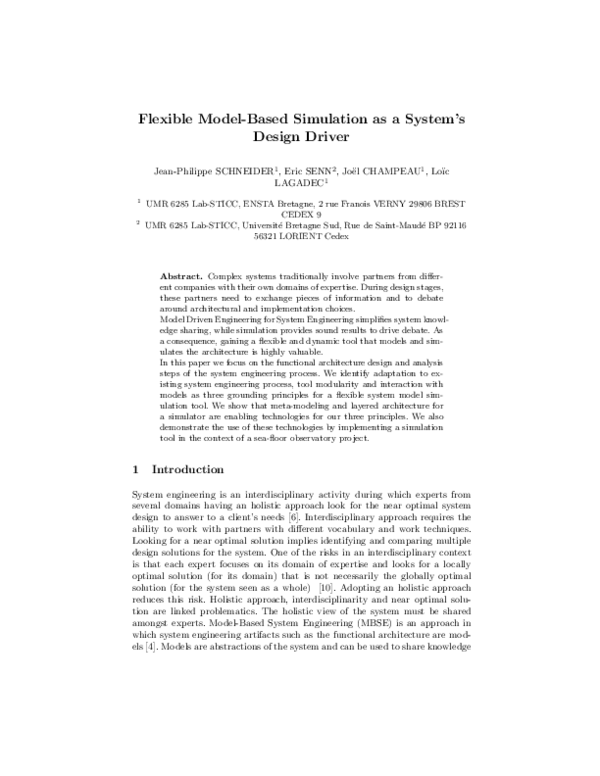 (PDF) Flexible Model-Based Simulation as a System's Design Driver