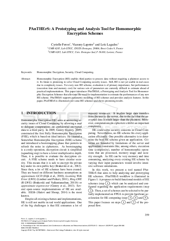 (PDF) PAnTHErS: A Prototyping and Analysis Tool for Homomorphic ...