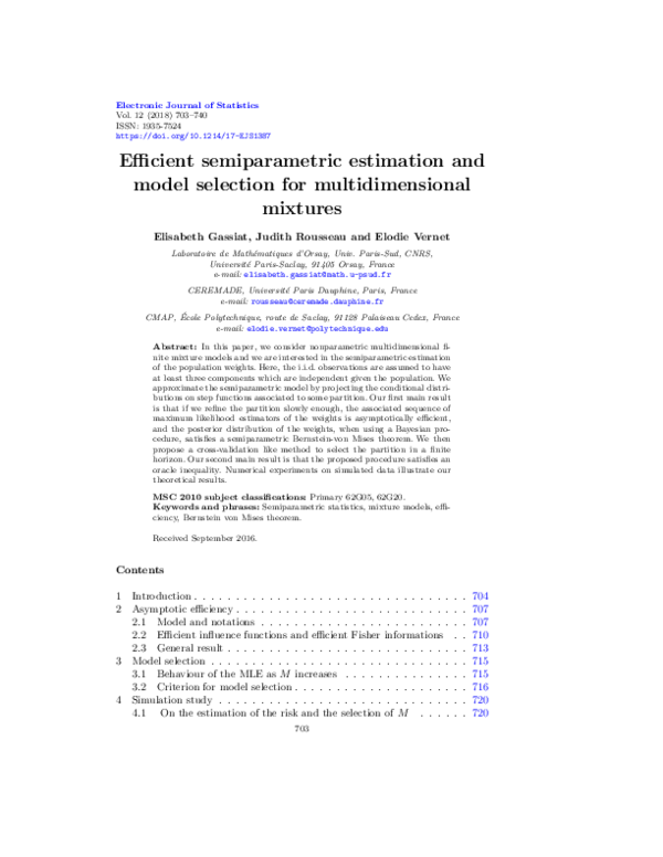 (PDF) Efficient semiparametric estimation and model selection for multidimensional mixtures
