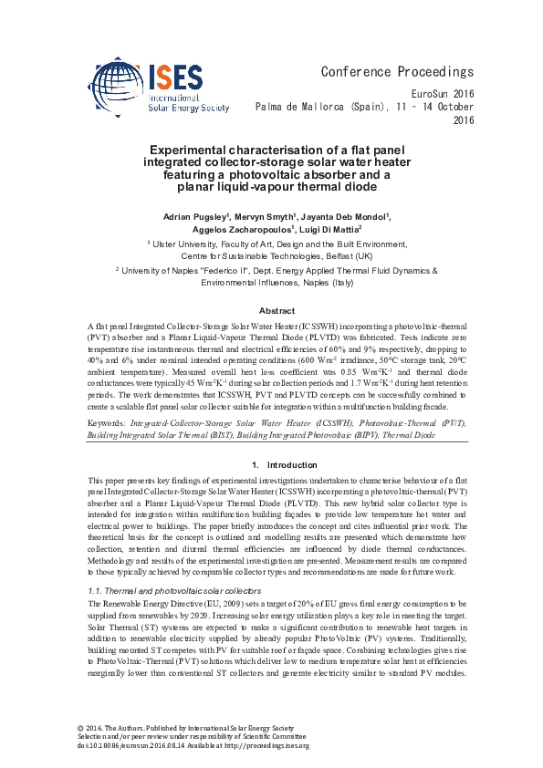 (PDF) Experimental Characterisation of a Flat Panel Integrated ...