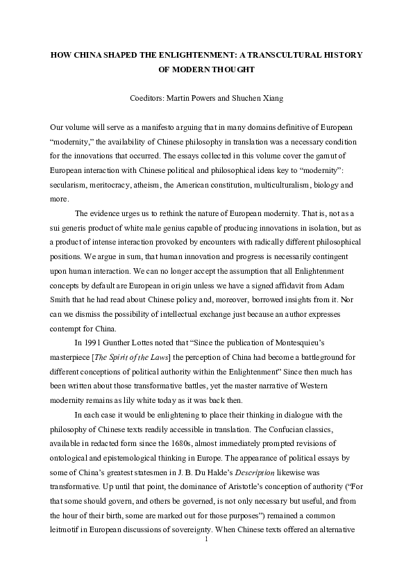 (DOC) How China Shaped the Enlightenment: A Transcultural History of ...