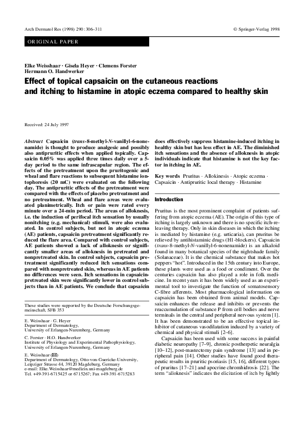 (PDF) Effect of topical capsaicin on the cutaneous reactions and ...
