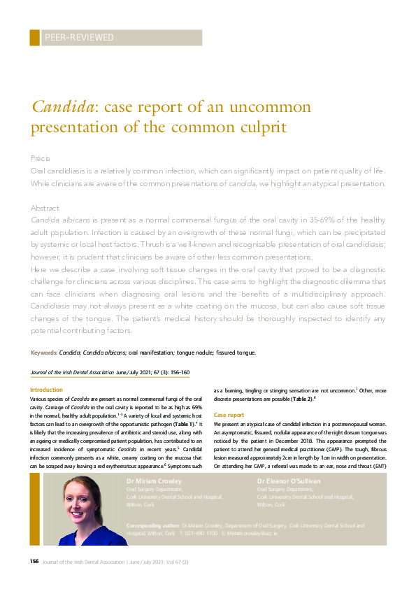 (PDF) Candida: case report of an uncommon presentation of the common ...