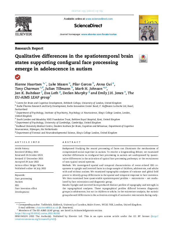 Pdf Qualitative Differences In The Spatiotemporal Brain States Supporting Configural Face