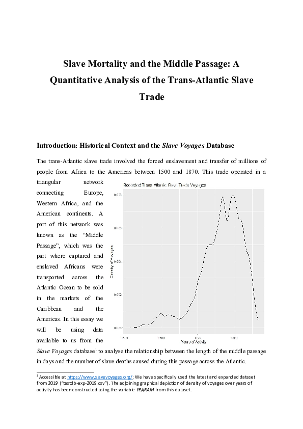 (DOC) Slave Mortality and the Middle Passage: A Quantitative Analysis ...