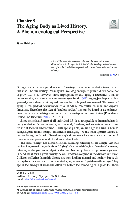 (PDF) The Aging Body as Lived History. A Phenomenological Perspective