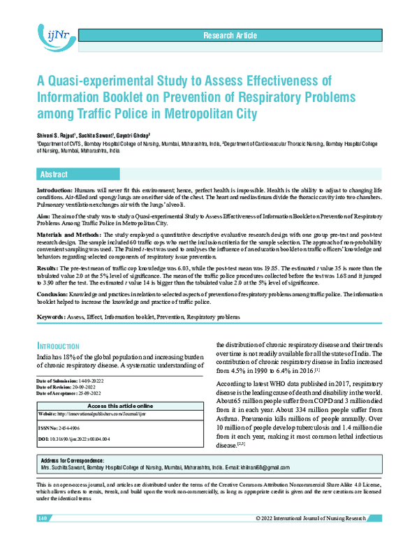(PDF) A Quasi-experimental Study to Assess Effectiveness of Information ...