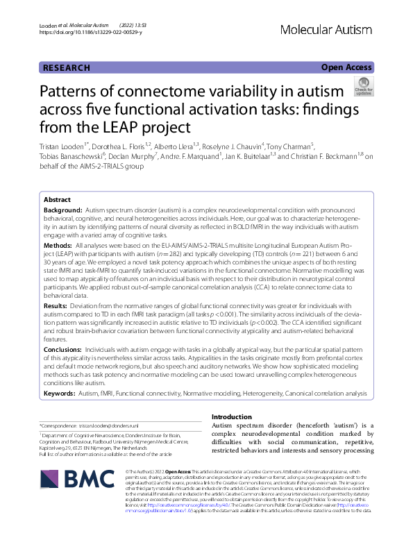 Pdf Patterns Of Connectome Variability In Autism Across Five