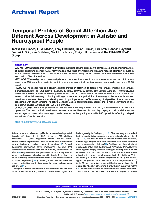 (PDF) Temporal Profiles of Social Attention Are Different Across ...
