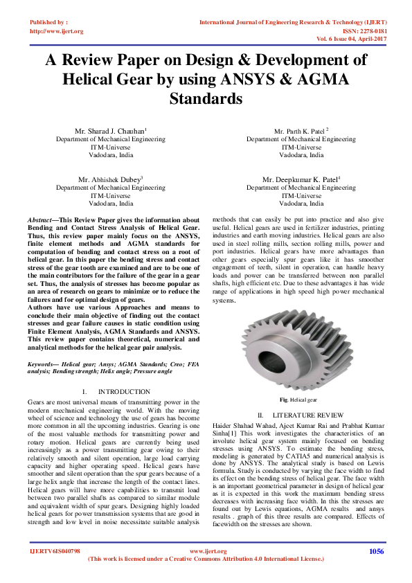 (PDF) A Review Paper on Design Development of Helical Gear by using ...