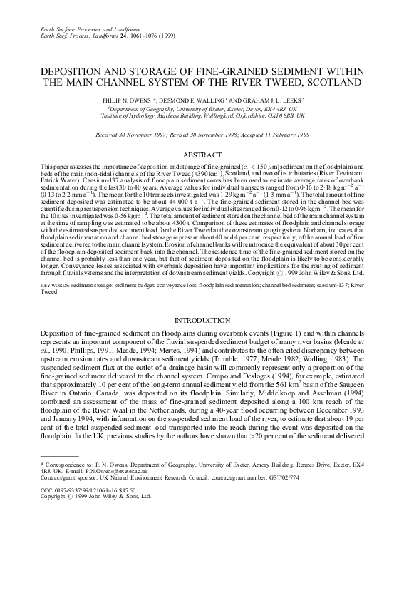 (PDF) Deposition and storage of fine-grained sediment within the main ...