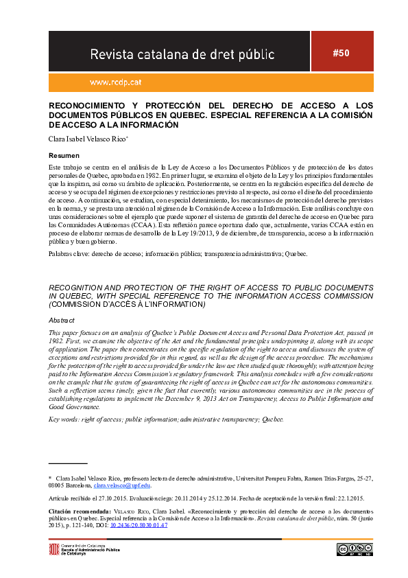 (PDF) Reconocimiento y protección del derecho de acceso a los ...