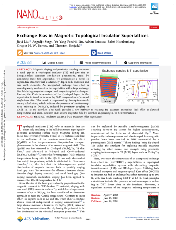 (PDF) Exchange Bias in Magnetic Topological Insulator Superlattices