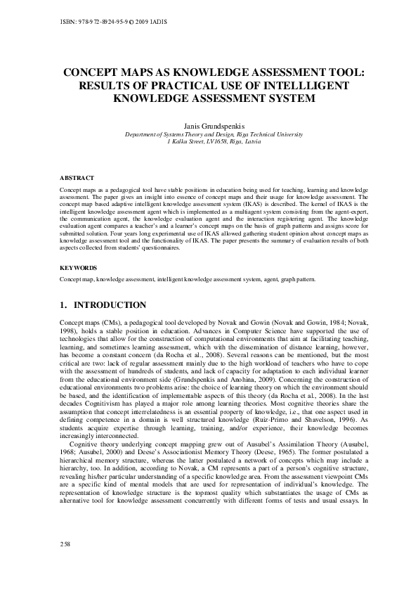 (PDF) Concept Maps as Knowledge Assessment Tool : Results of Practical Use of Intellligent ...