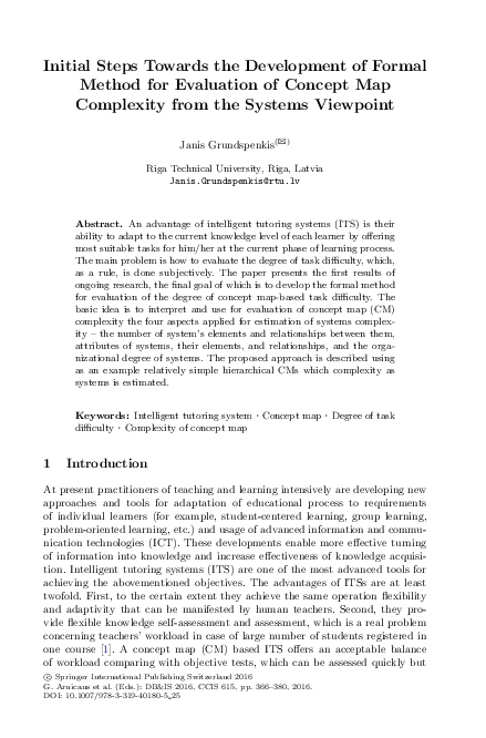 (PDF) Initial Steps Towards the Development of Formal Method for Evaluation of Concept Map ...