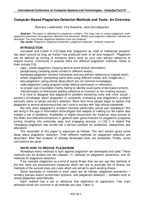 (PDF) Computer-based plagiarism detection methods and tools