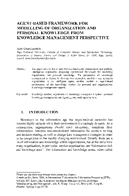 (PDF) Agent-Based Framework for Modelling of Organization and Personal Knowledge from Knowledge ...