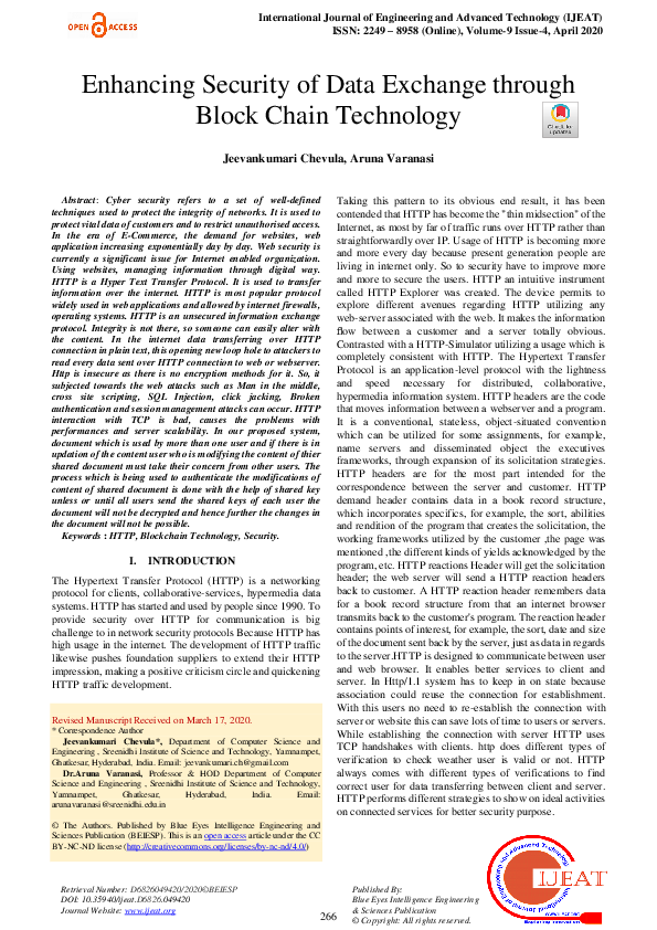 (PDF) Enhancing Security of Data Exchange through Block Chain Technology