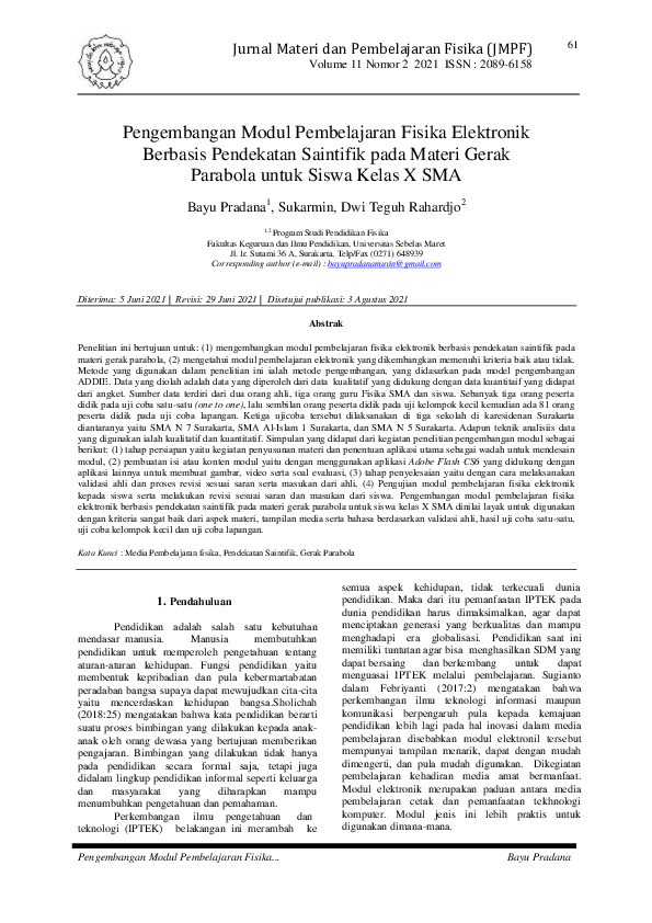(PDF) Pengembangan Modul Pembelajaran Fisika Elektronik Berbasis Pendekatan Saintifik pada ...