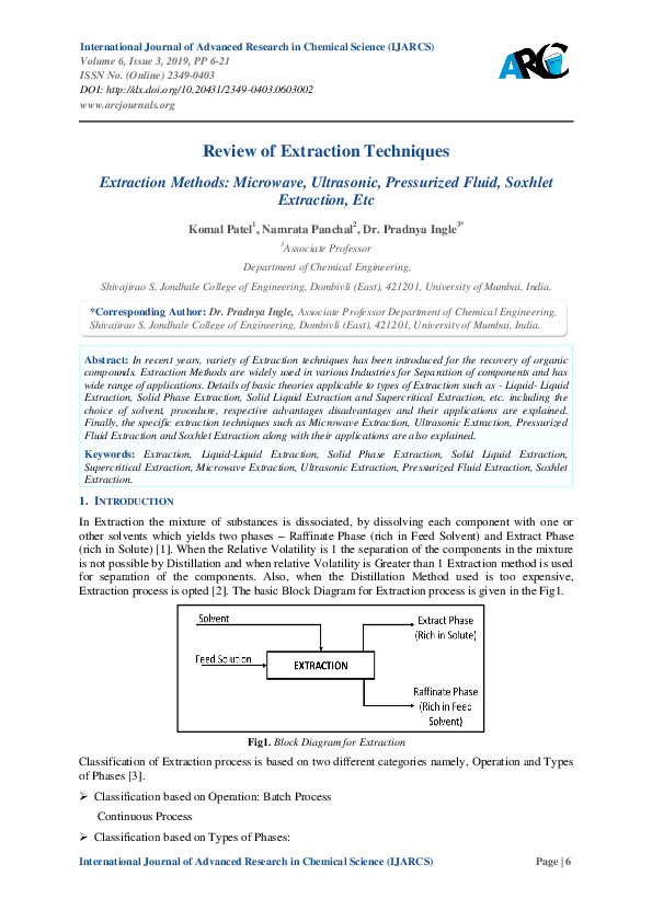Pdf Review Of Extraction Techniques