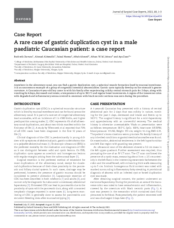 (PDF) A rare case of gastric duplication cyst in a male paediatric Caucasian patient: a case report