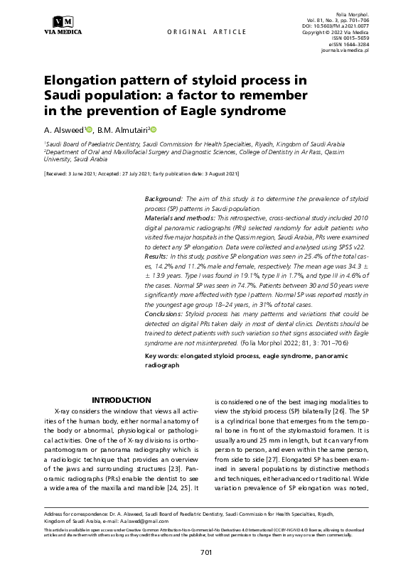 (PDF) Eagle syndrome. Intraoral styloid process resection: presentation ...
