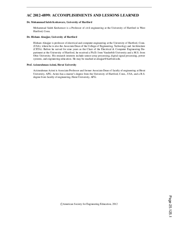 (PDF) Accomplishments and Lessons Learned | Hisham Alnajjar - Academia.edu