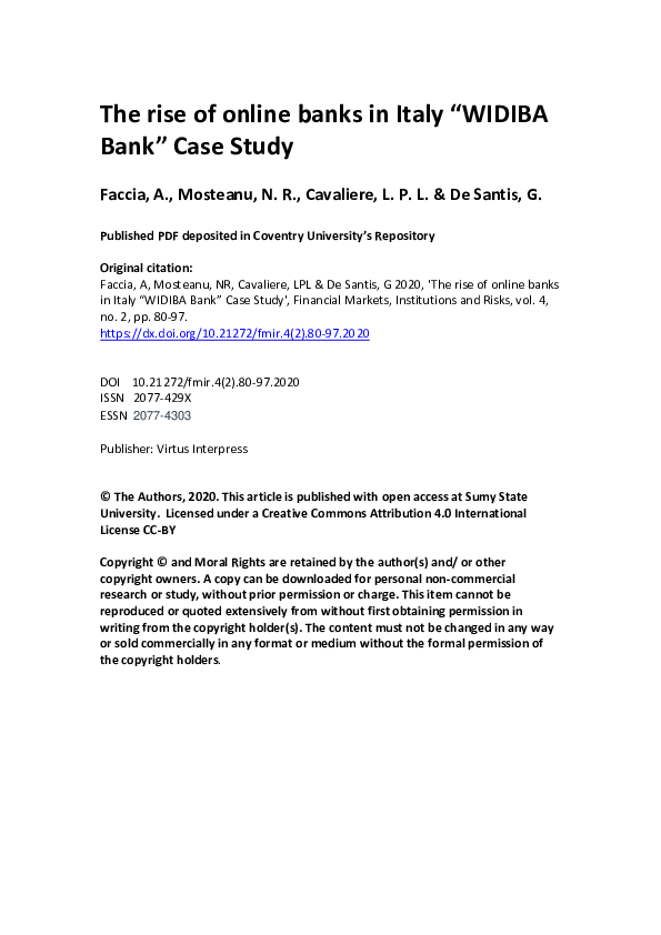 (PDF) The rise of online banks in Italy “WIDIBA Bank” Case Study