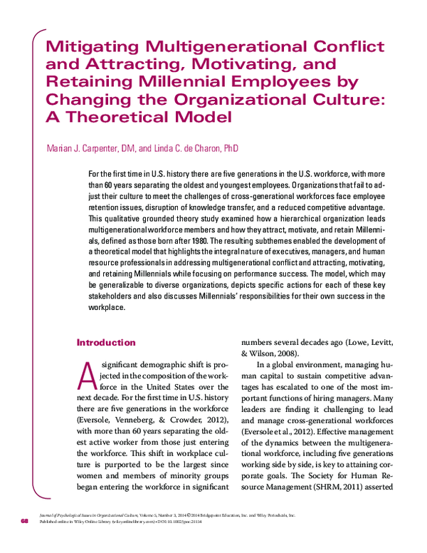(PDF) Mitigating Multigenerational Conflict and Attracting, Motivating, and Retaining Millennial ...