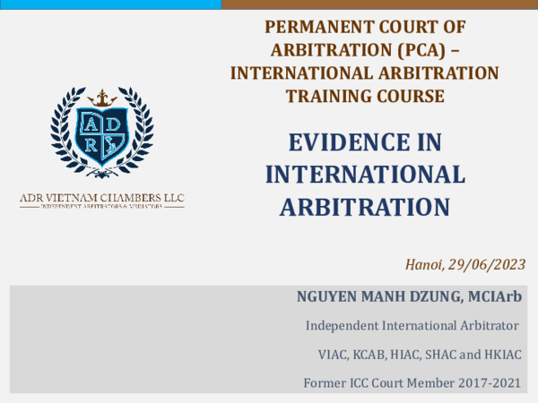 (PPT) PCA training on Evidence in international arbitration