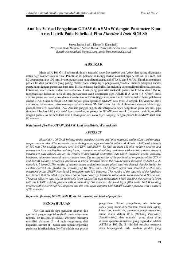 (PDF) Analisis Variasi Pengelasan GTAW dan SMAW dengan Parameter Kuat Arus Listrik Pada ...