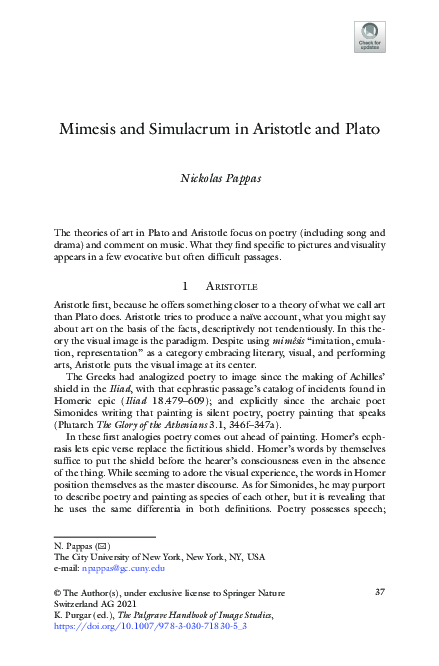 (PDF) Mimesis and Simulacrum in Aristotle and Plato