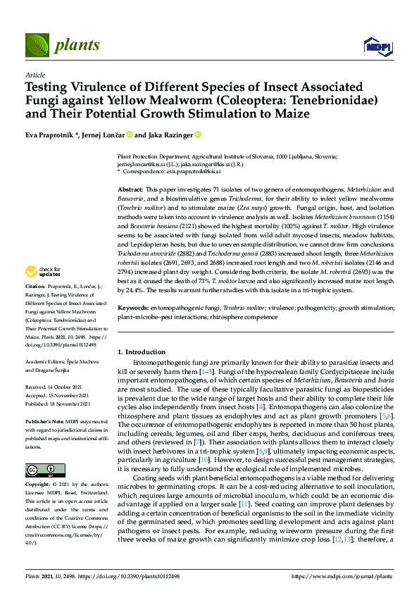 (PDF) Testing Virulence of Different Species of Insect Associated Fungi ...