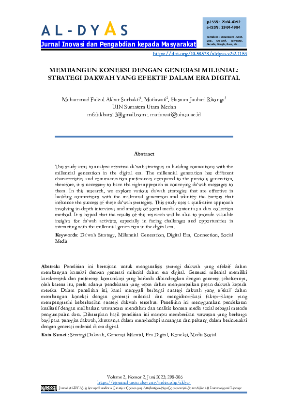 (PDF) Membangun Koneksi dengan Generasi Milenial: Strategi Dakwah yang ...