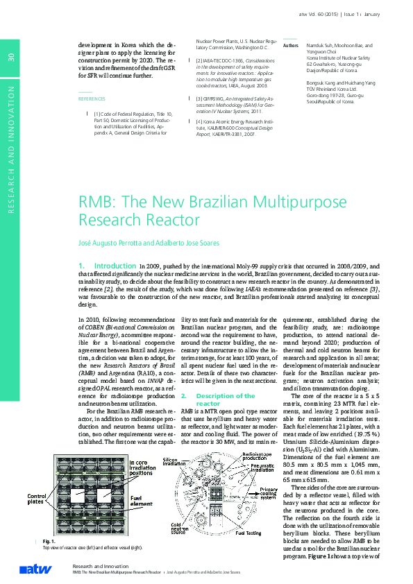 (PDF) RMB: the new brazilian multipurpose research reactor