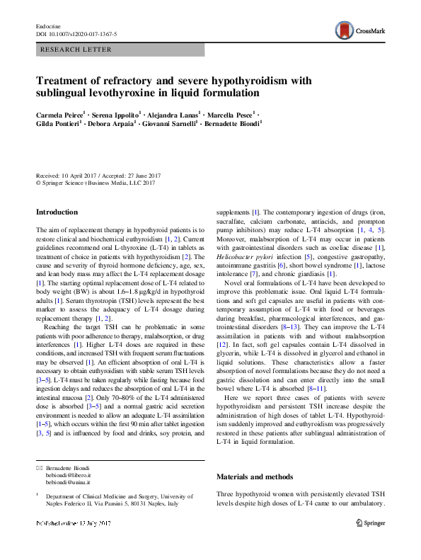 (PDF) Treatment of refractory and severe hypothyroidism with sublingual ...