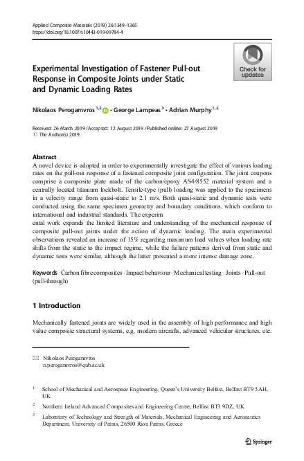 (PDF) Experimental Investigation of Fastener Pull-out Response in ...