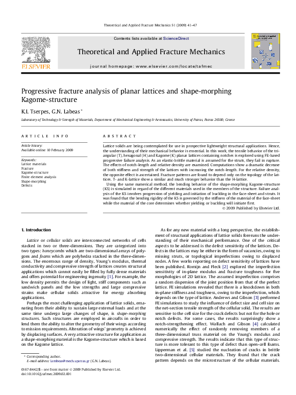 (PDF) Progressive fracture analysis of planar lattices and shape ...