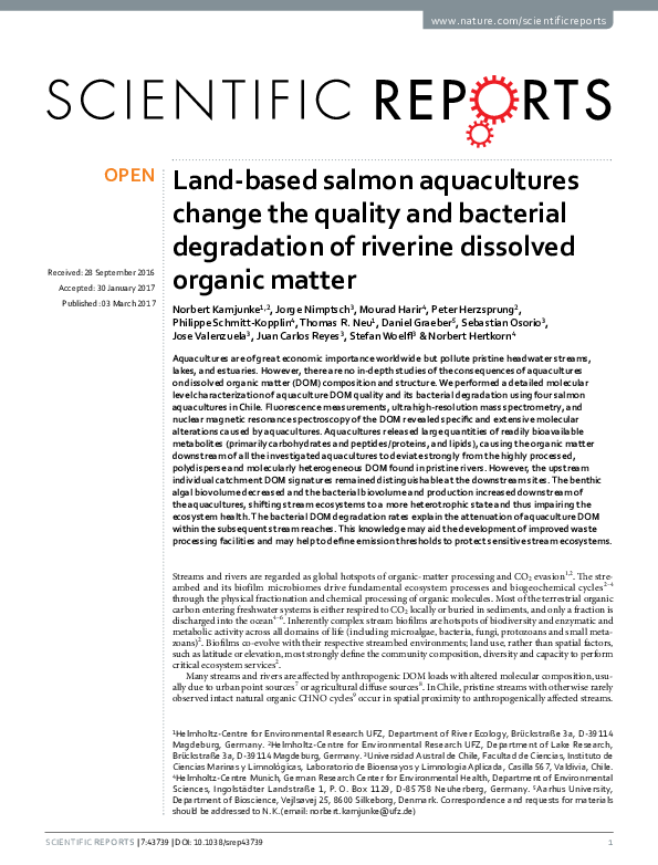(PDF) Land-based salmon aquacultures change the quality and bacterial degradation of riverine ...