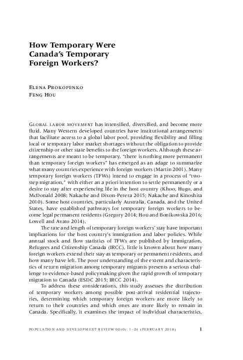 (PDF) How Temporary Were Canada's Temporary Foreign Workers?