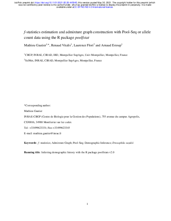 (PDF) f-statistics estimation and admixture graph construction with Pool-Seq or allele count ...