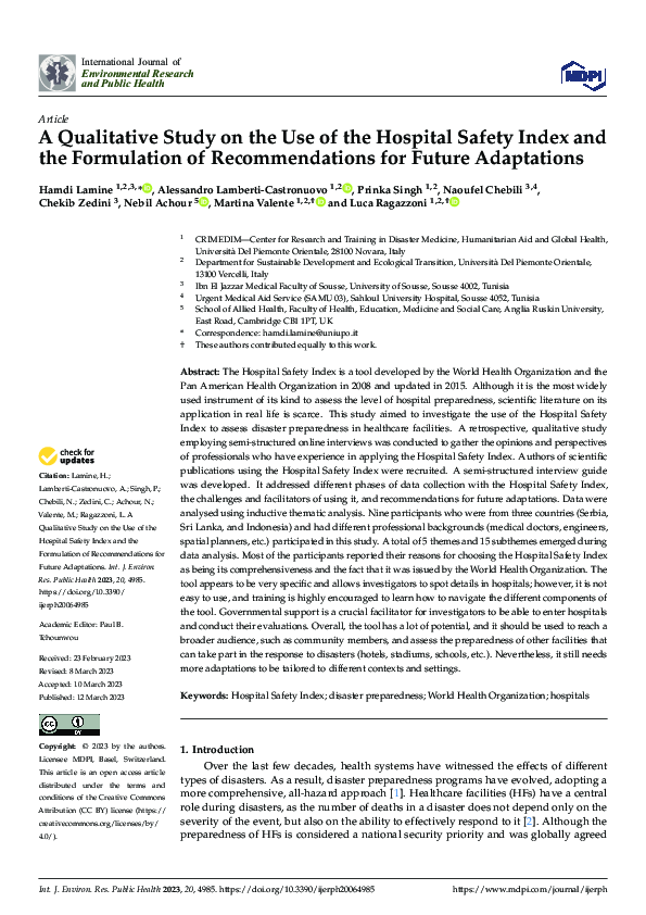 (PDF) A Qualitative Study on the Use of the Hospital Safety Index and ...