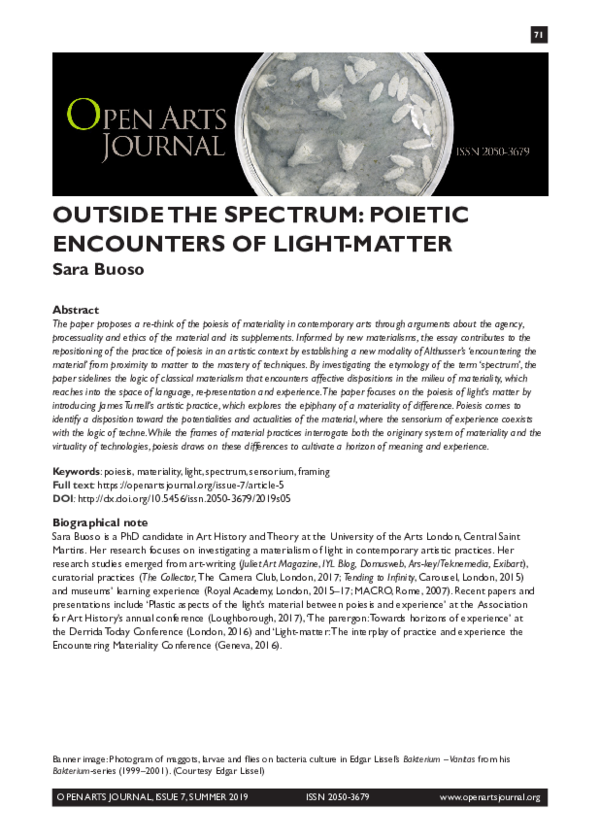 (PDF) Outside the spectrum: poietic encounters of light-matter