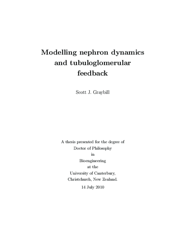 (PDF) Modelling nephron dynamics and tubuloglomerular feedback | Scott ...